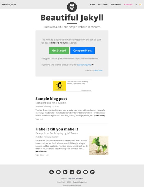Beautiful – Simple personal website theme – Jekyll Themes