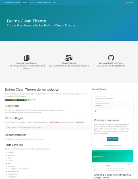Bulma – A clean, modern Jekyll theme – Jekyll Themes