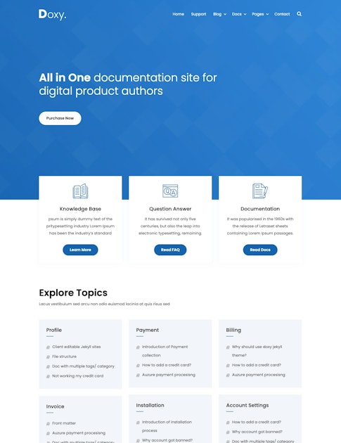 Doxy – Knowledgebase and documentation theme – Jekyll Themes