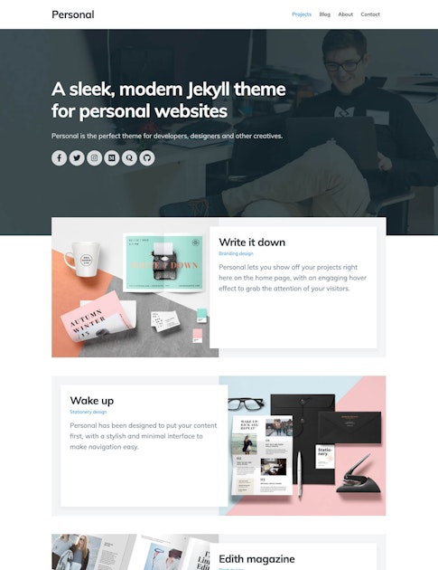 Personal – A sleek, modern personal website theme – Jekyll Themes
