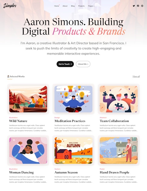 Simpler – Modern portfolio theme – Jekyll Themes