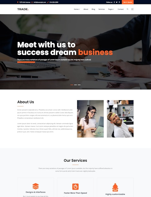 Trade – Corporate and business template – Jekyll Themes